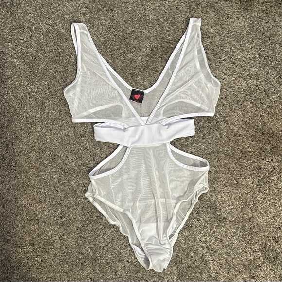 Swim | White Mesh Bodysuit | Poshmark